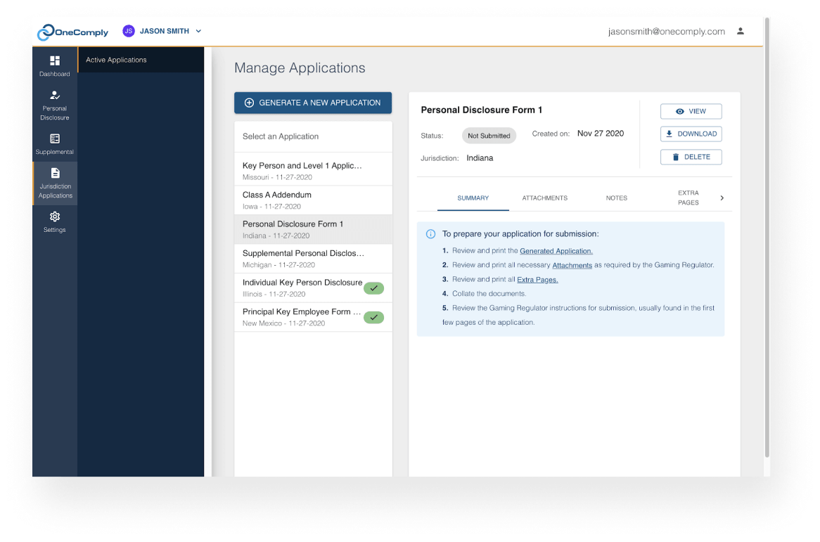License Application & Management | Our Solutions | OneComply